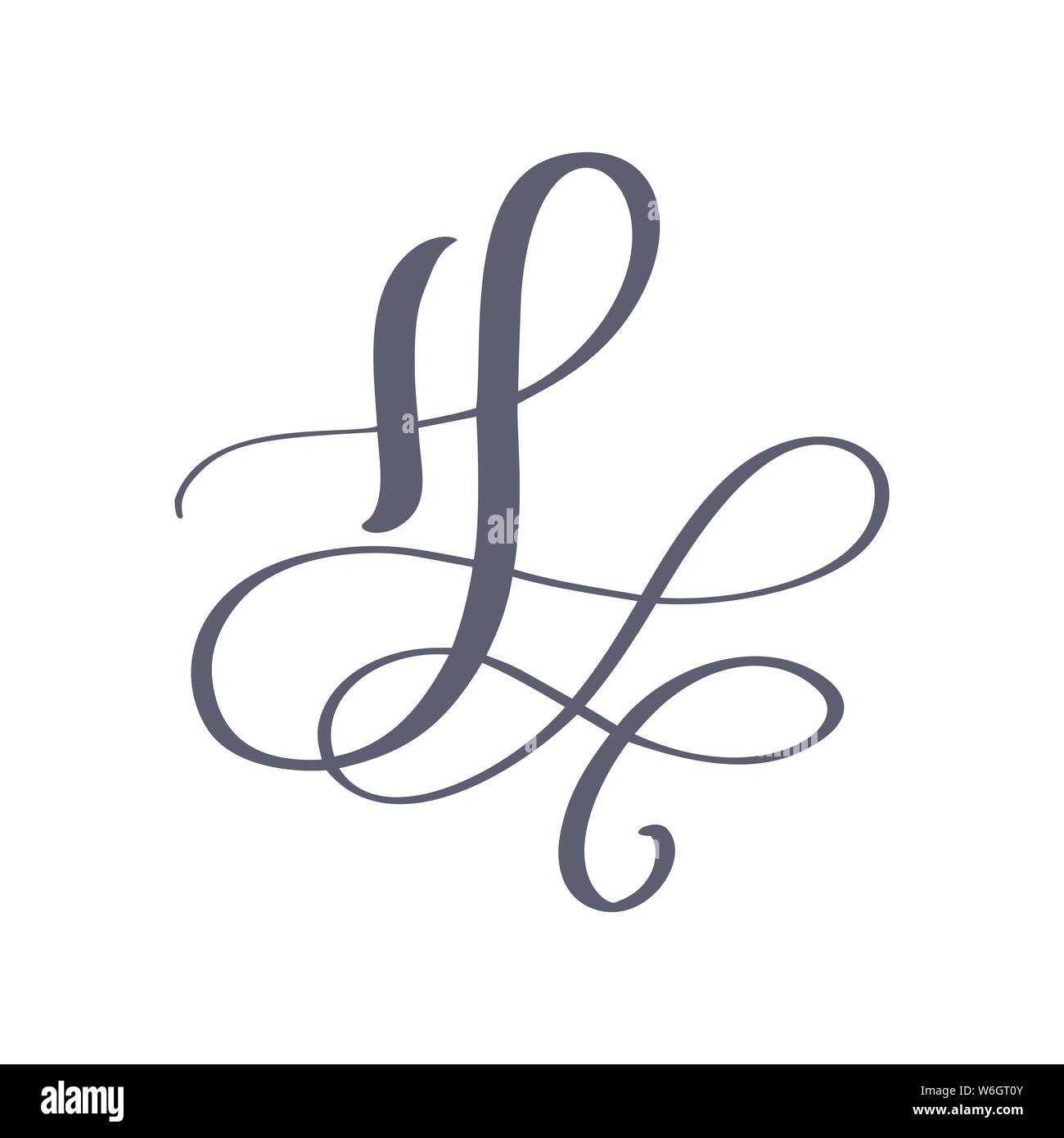 Vector Hand Drawn calligraphic floral H monogram or logo. Uppercase ...