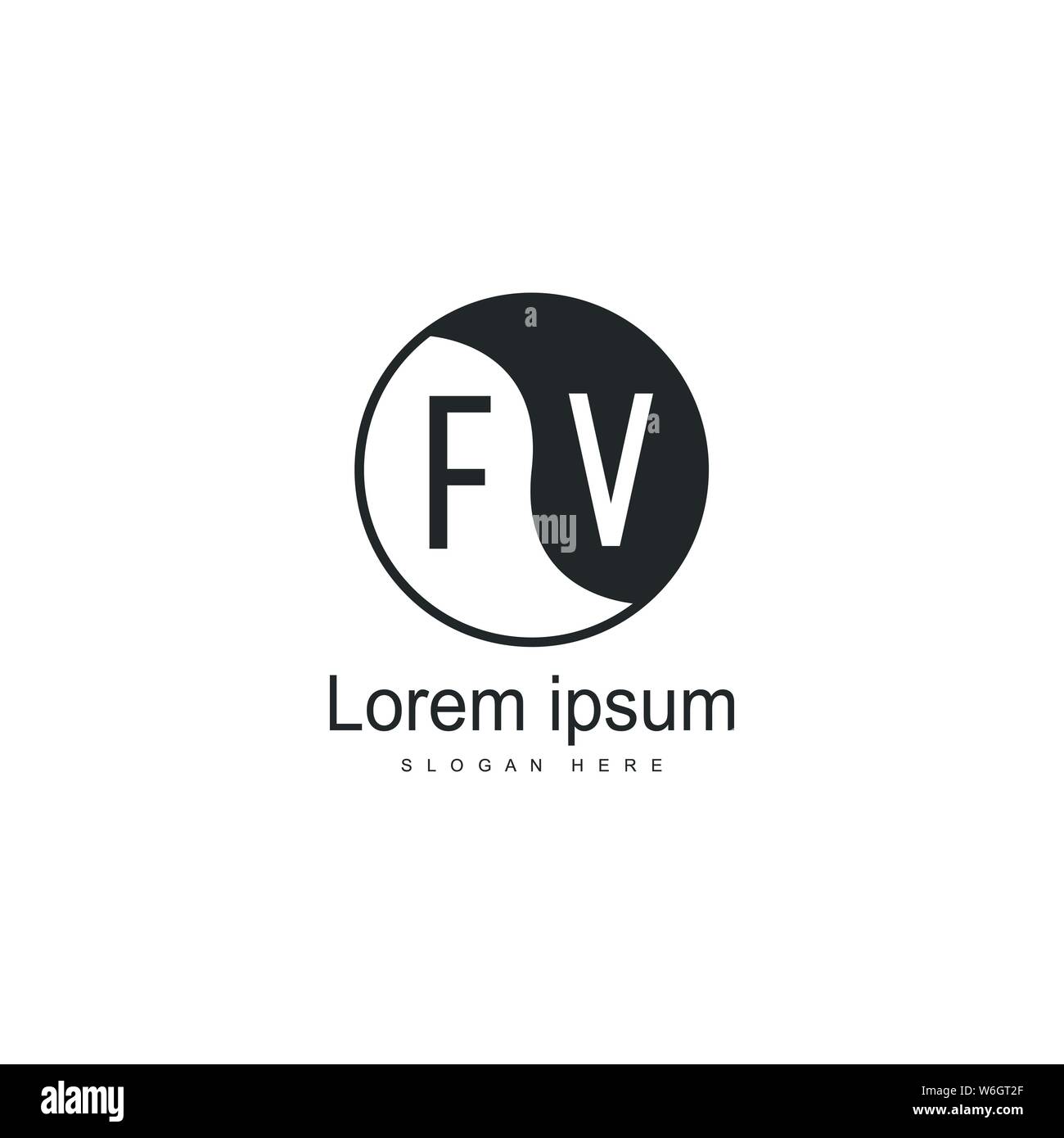Initial FV logo template with modern frame. Minimalist FV letter logo ...