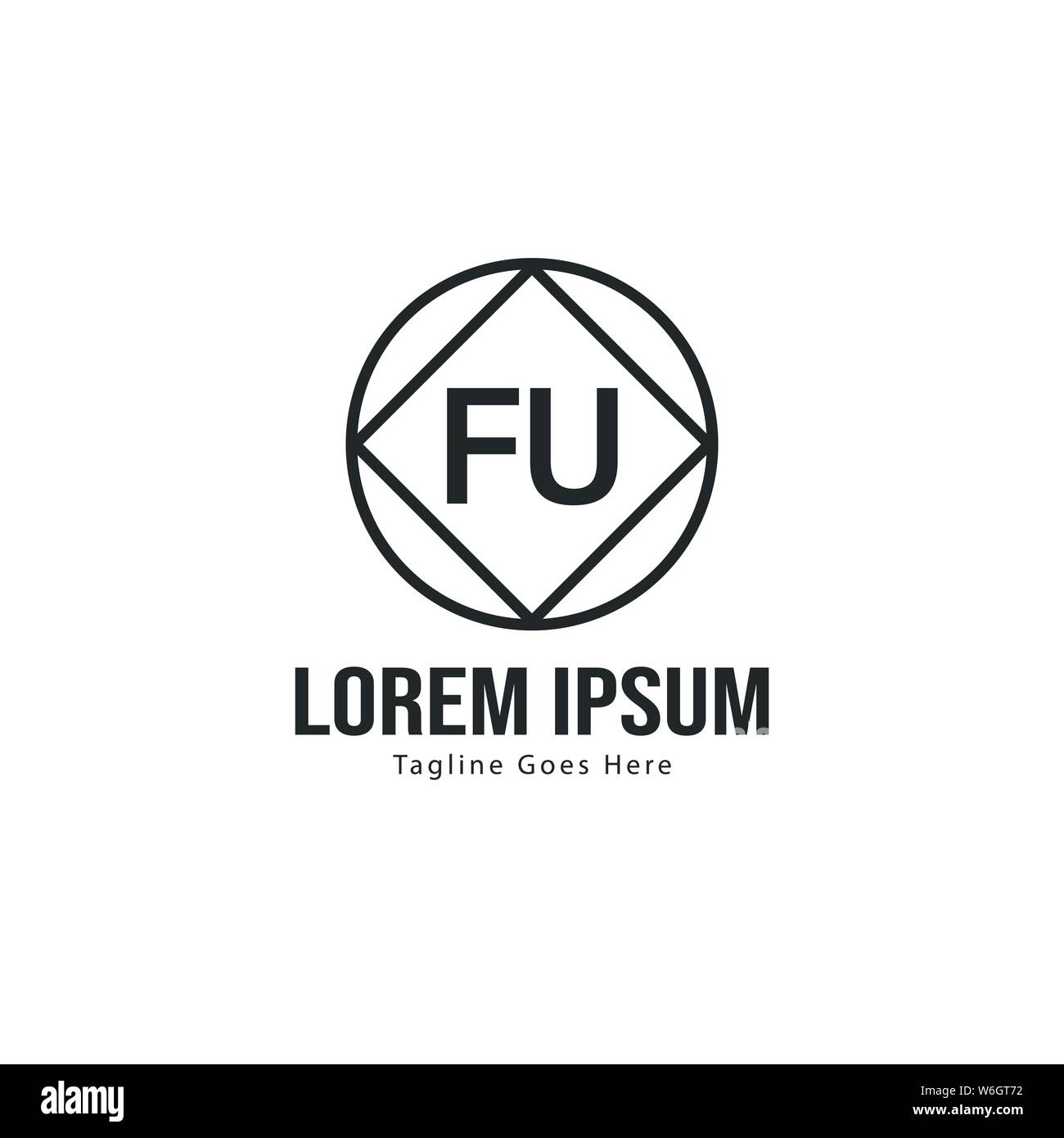 Initial FU logo template with modern frame. Minimalist FU letter logo ...