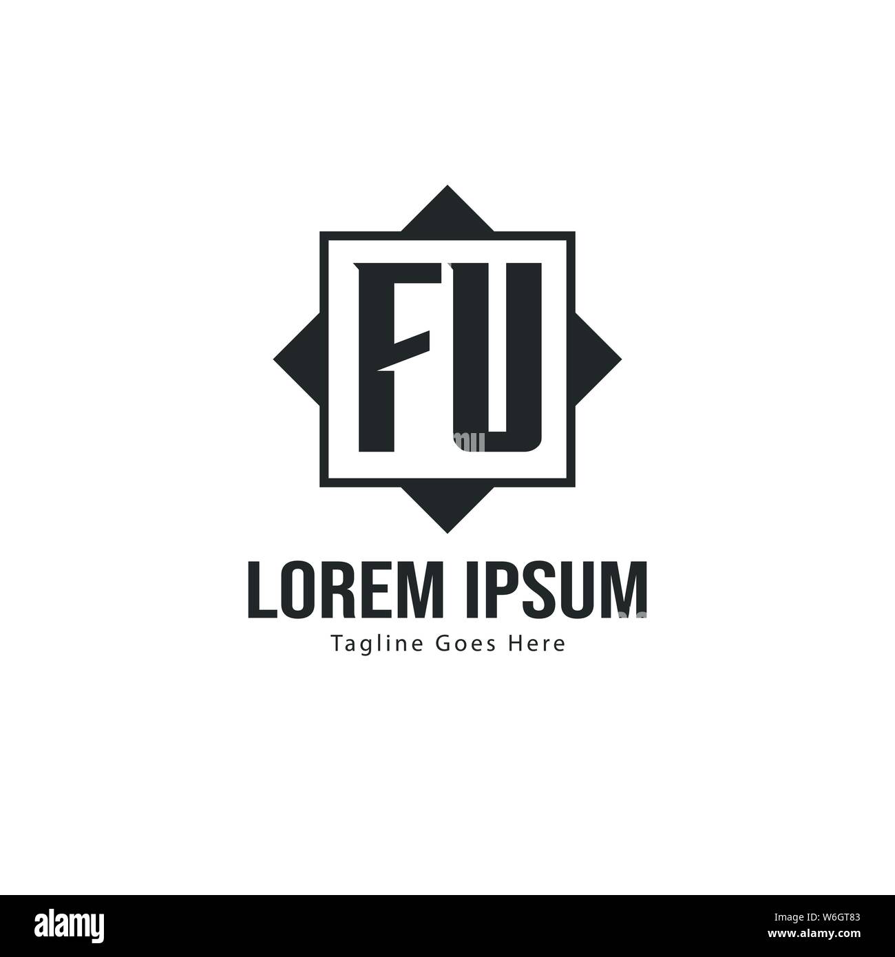 Initial FU logo template with modern frame. Minimalist FU letter logo ...