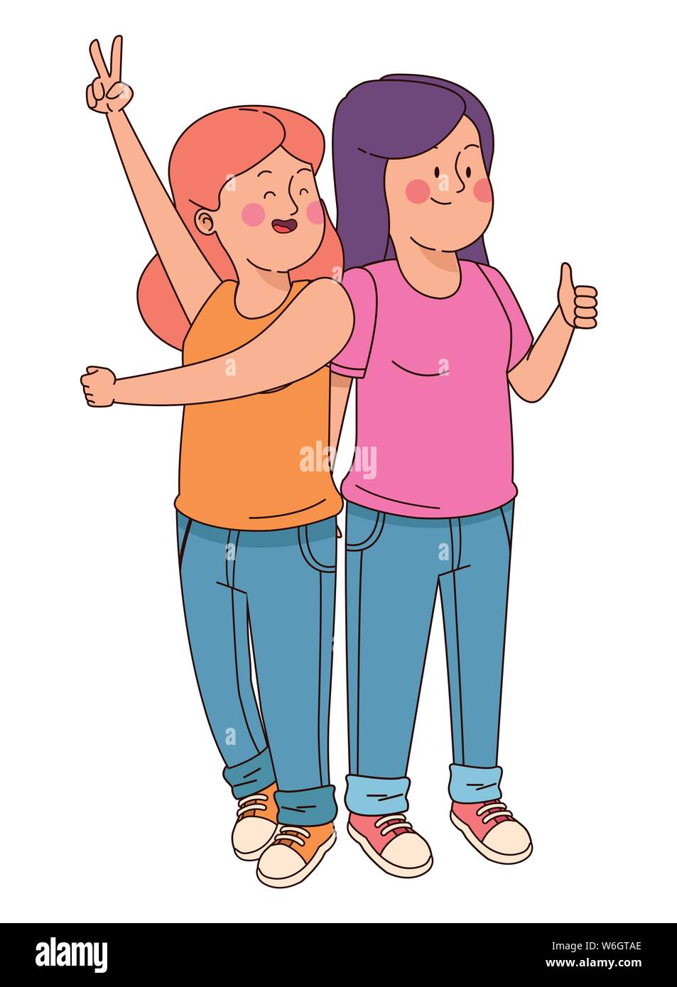 Teenagers friends smiling and having fun cartoon Stock Vector Image ...