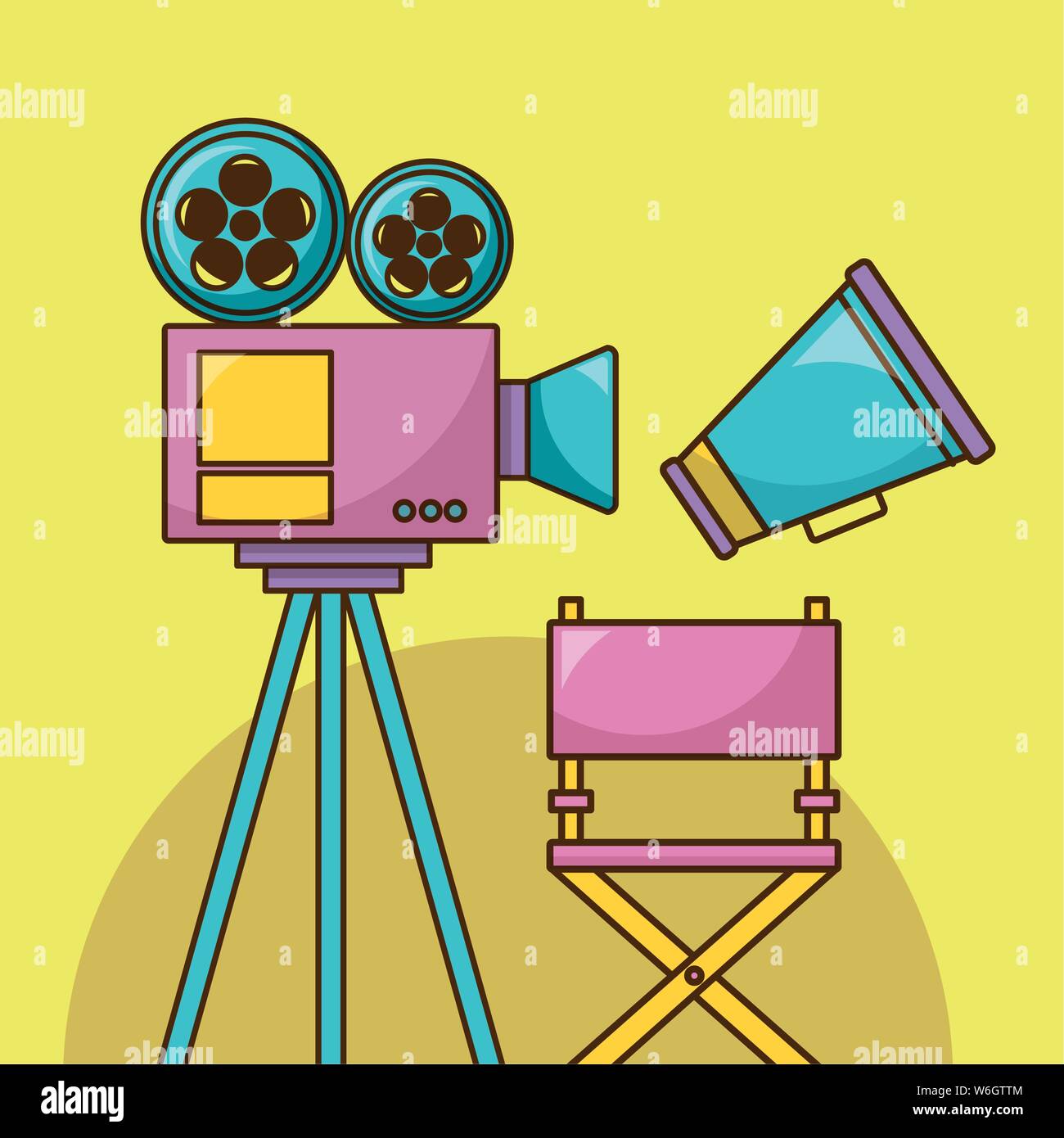 Cinema icon set over yellow background design Stock Vector Image & Art ...