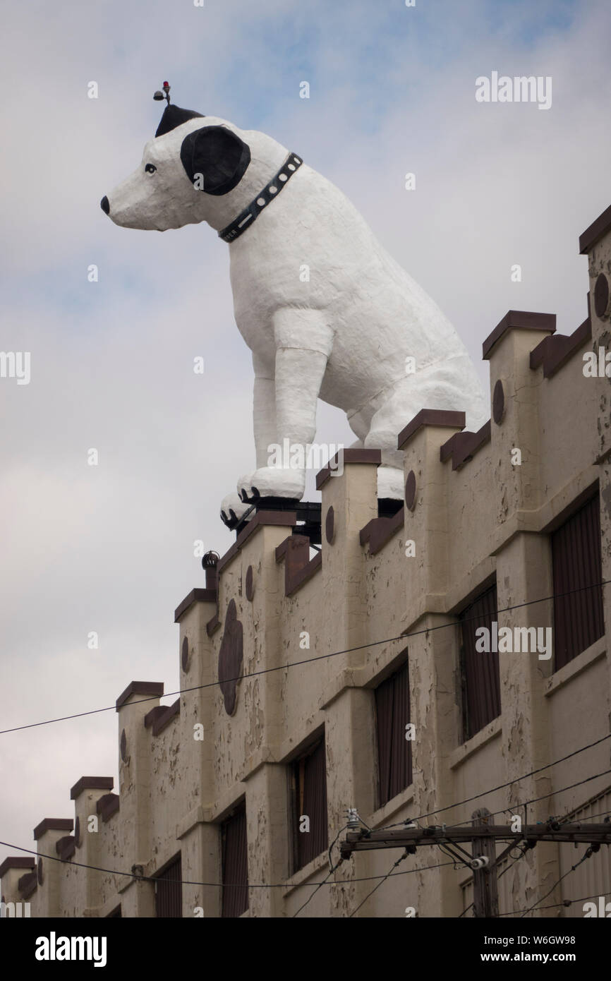 Nipper the RCA dog on top of a warehouse roof in Albany NY Stock Photo ...