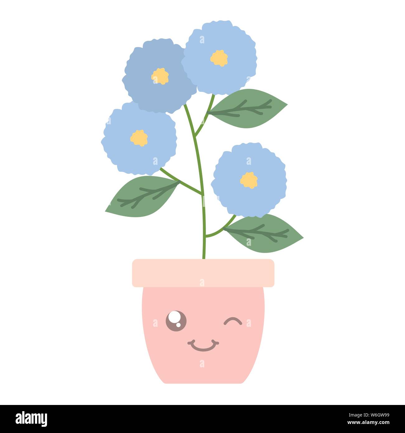 garden flowers plant in pot kawaii character vector illustration design ...
