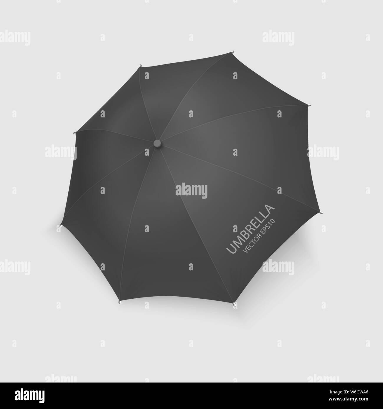 Vector 3d Realistic Render Black Blank Umbrella Icon Closeup Isolated on White Background ...