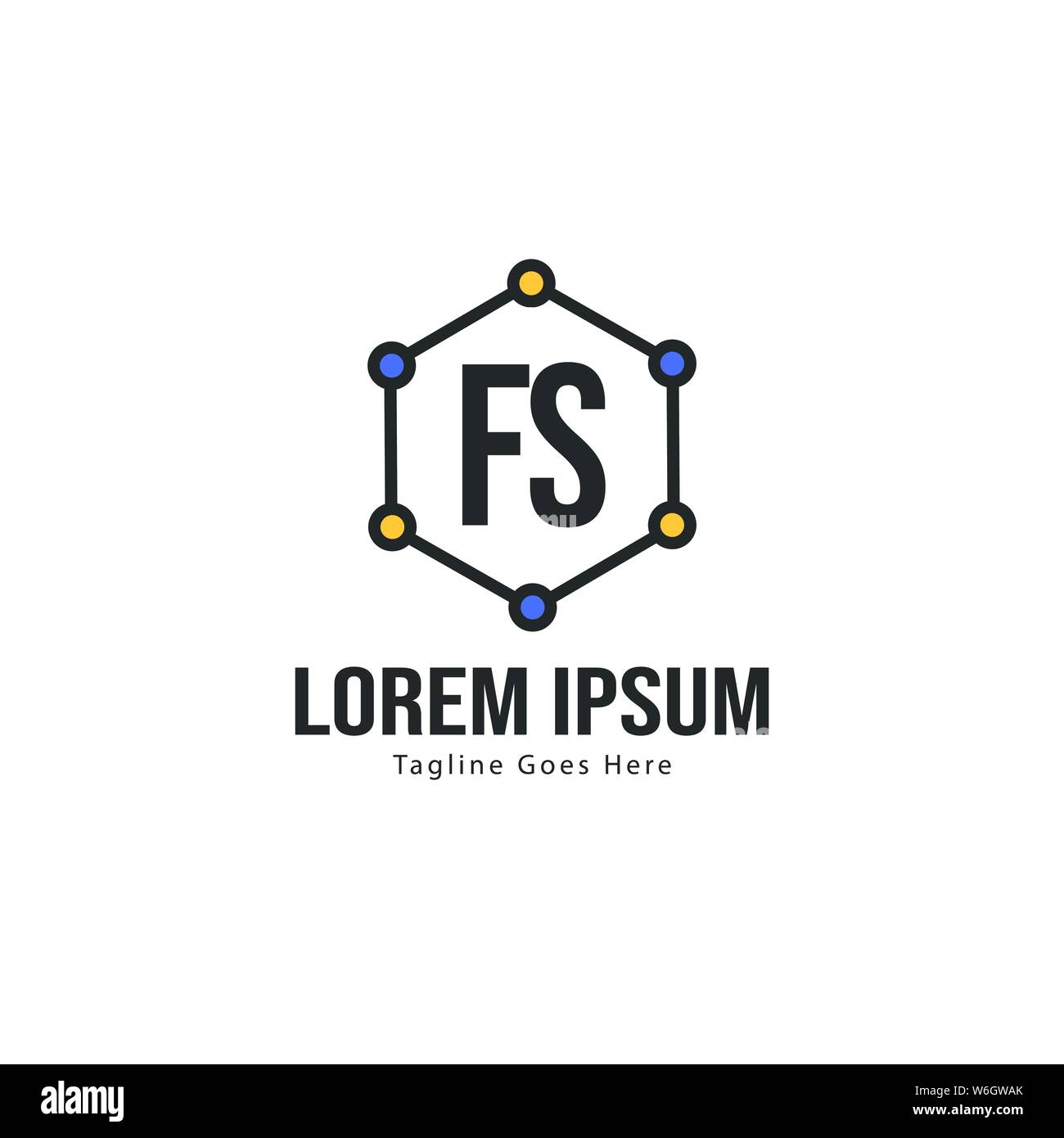 Initial FS logo template with modern frame. Minimalist FS letter logo ...