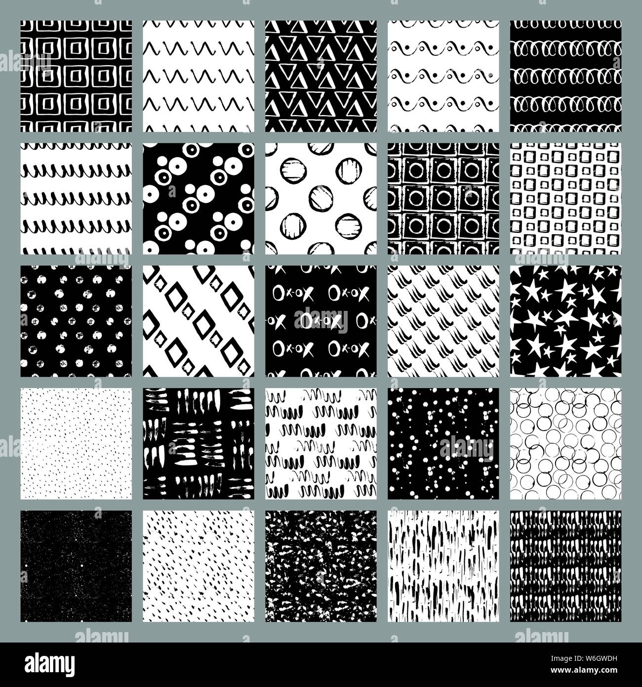 Big bundle of 50 vector hand drawn seamless textures. Grunge styled ...