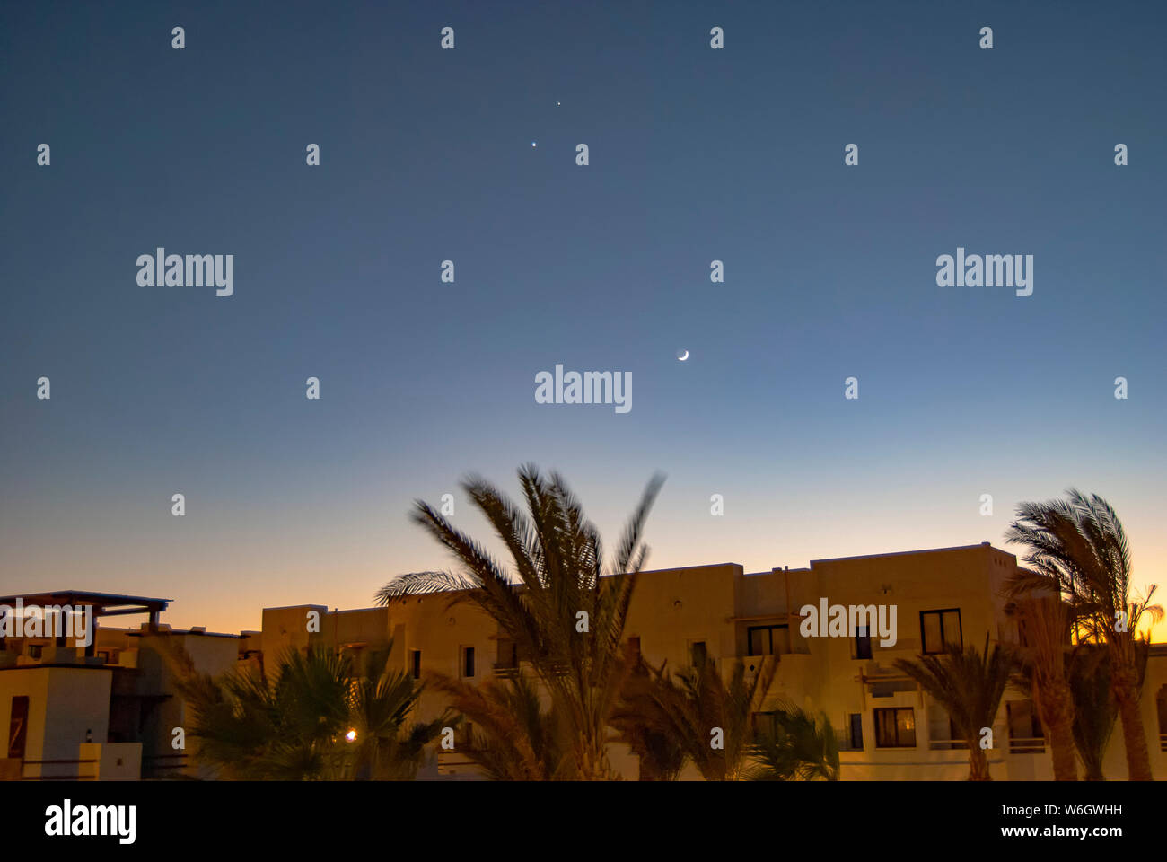 The Red Sea holiday resort of Port Ghalib in Egypt at night Stock Photo ...