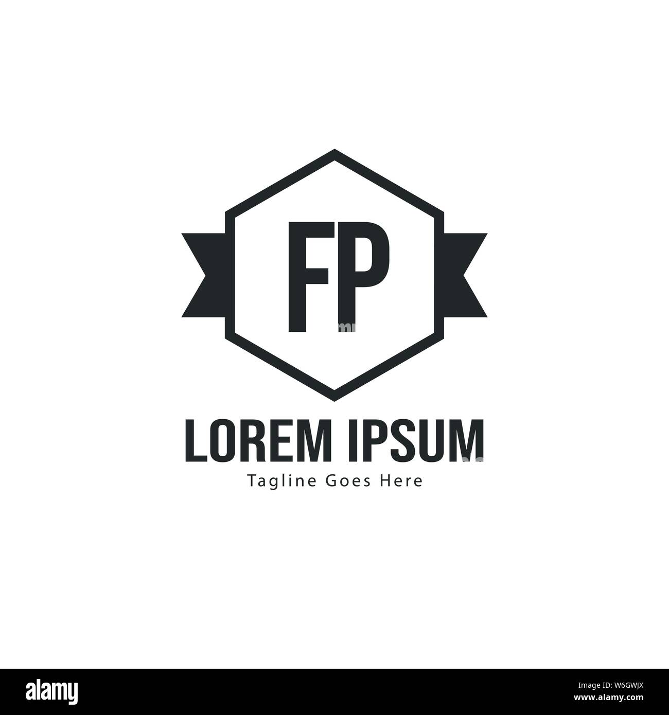 Initial FP logo template with modern frame. Minimalist FP letter logo ...