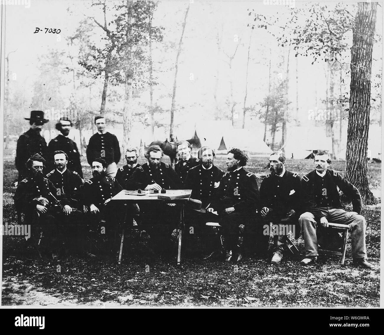 Gen. Geo. H. Thomas, Council of War, Camp Ringgold, officers at ...