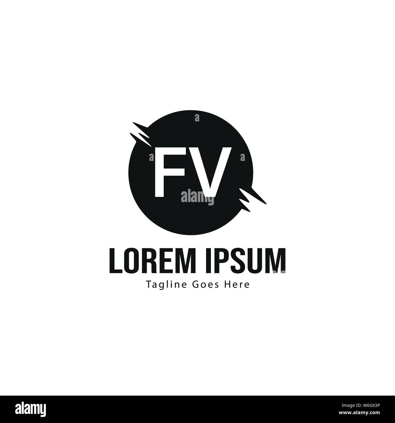 Initial FV logo template with modern frame. Minimalist FV letter logo ...