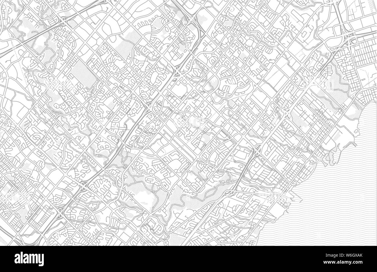 Mississauga, Ontario, Canada, bright outlined vector map with bigger ...