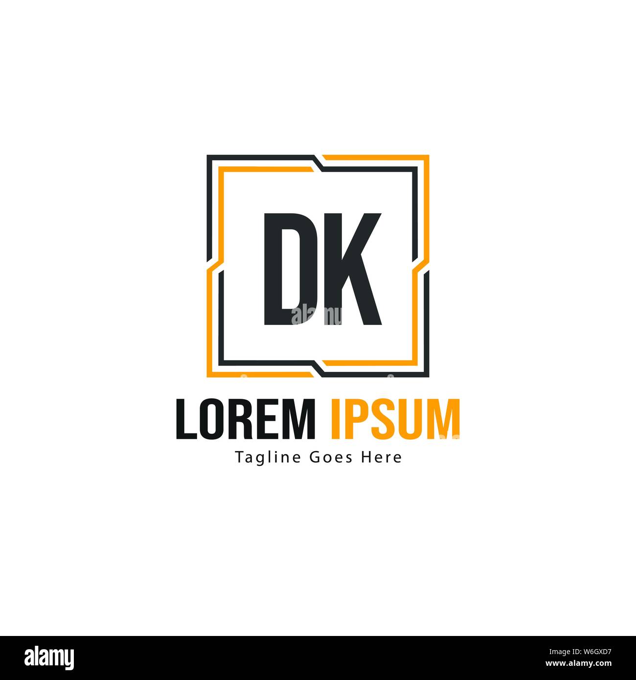 Initial DK logo template with modern frame. Minimalist DK letter logo ...