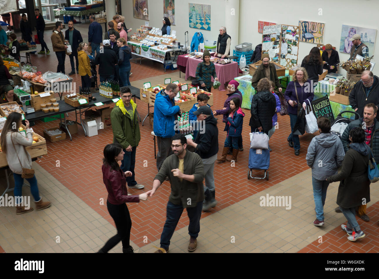 Farmers Market in the Atrium Mall in downtown Troy NY Stock Photo - Alamy