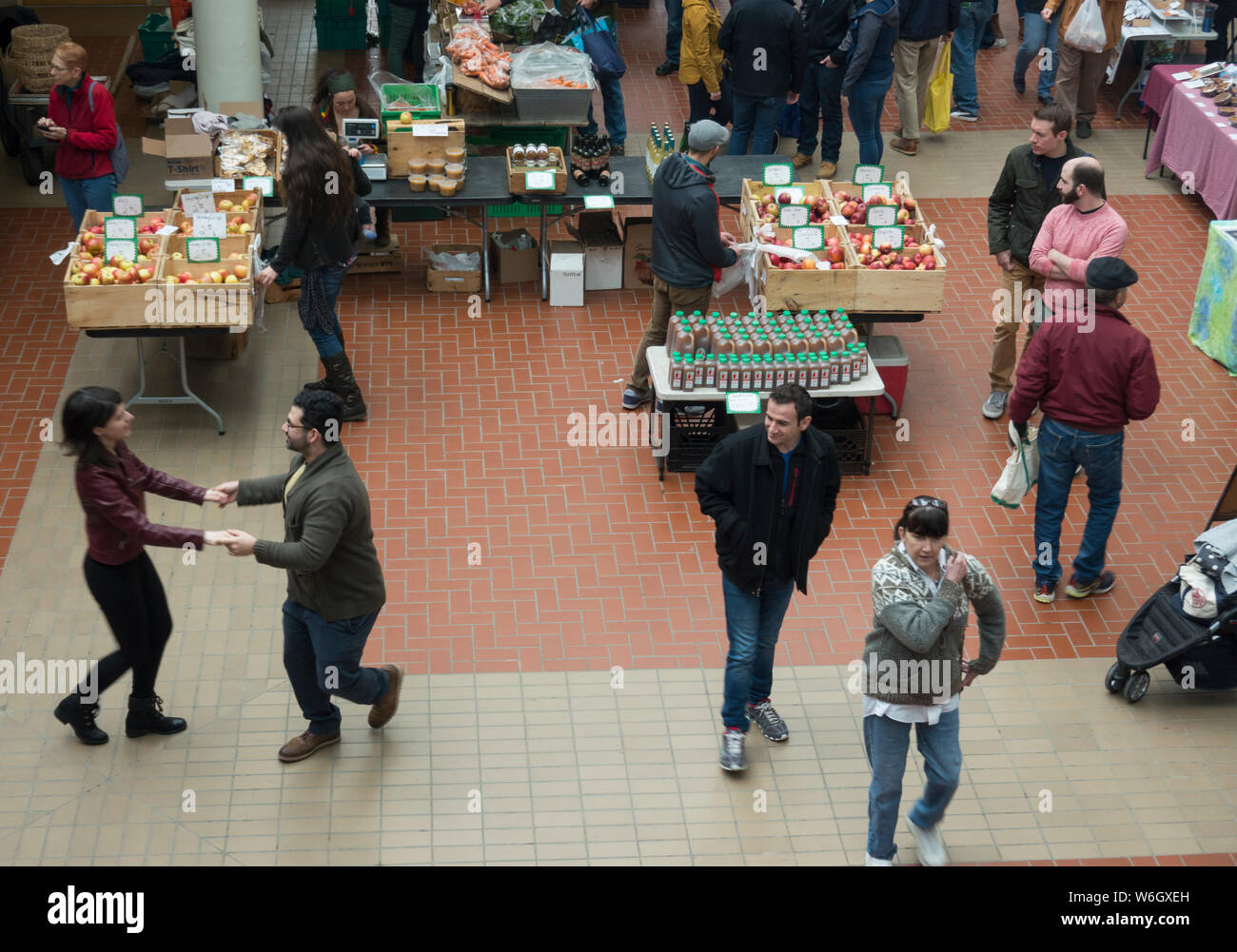 Farmers Market in the Atrium Mall in downtown Troy NY Stock Photo - Alamy