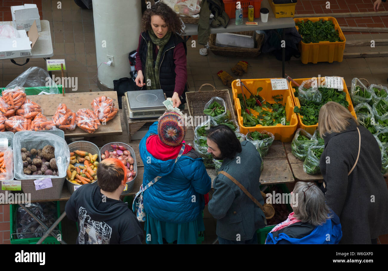 Farmers Market in the Atrium Mall in downtown Troy NY Stock Photo - Alamy