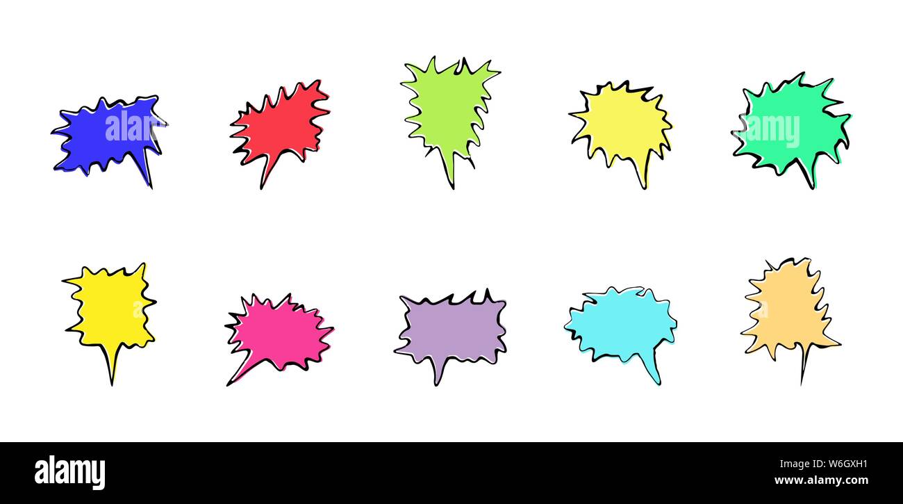 set of colored clouds of different shapes and configurations for text ...