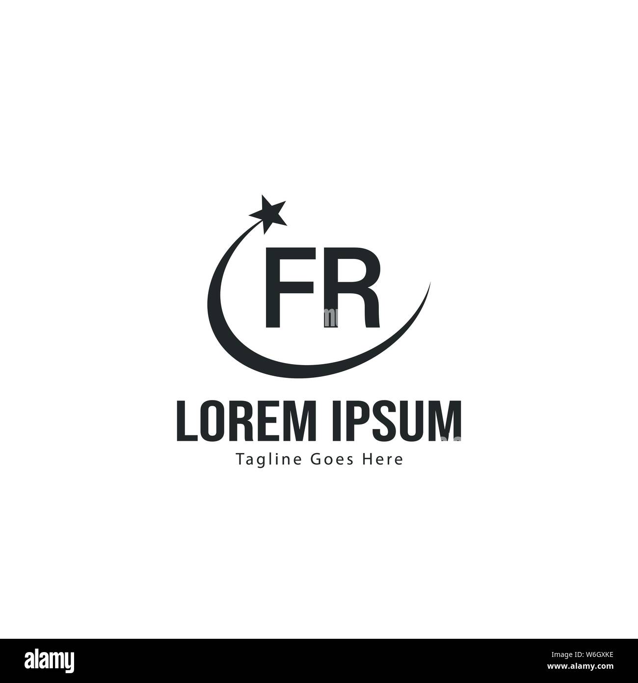 Initial FR logo template with modern frame. Minimalist FR letter logo ...