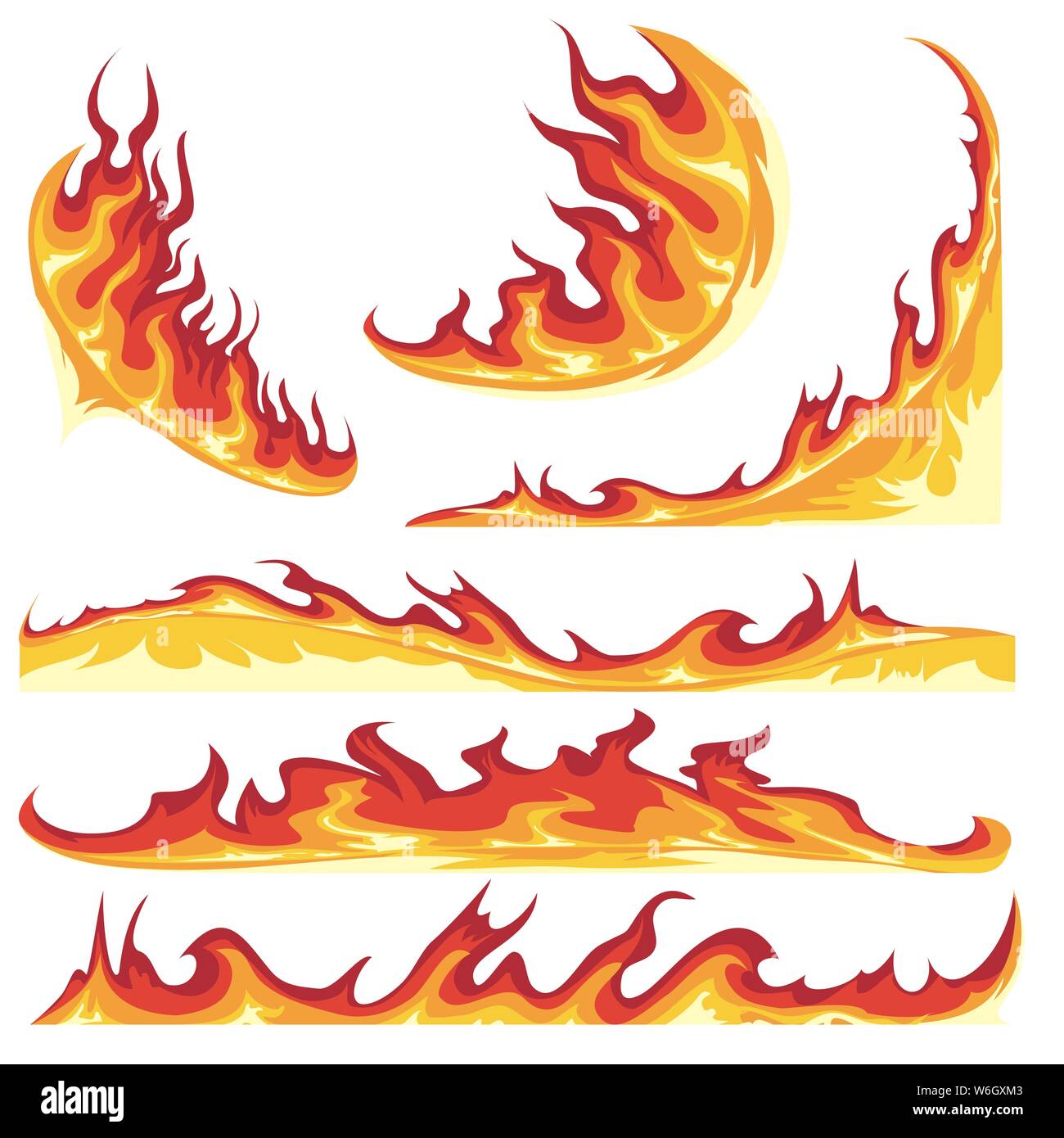 Fire Flame Colorful Element emblem Set. Vector illustration Stock ...