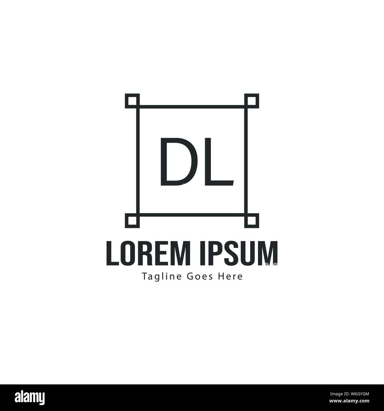Initial DL logo template with modern frame. Minimalist DL letter logo ...