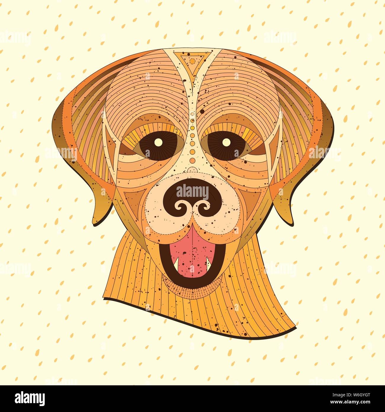 Detailed graphic illustration of a dog in modern geometric style ...