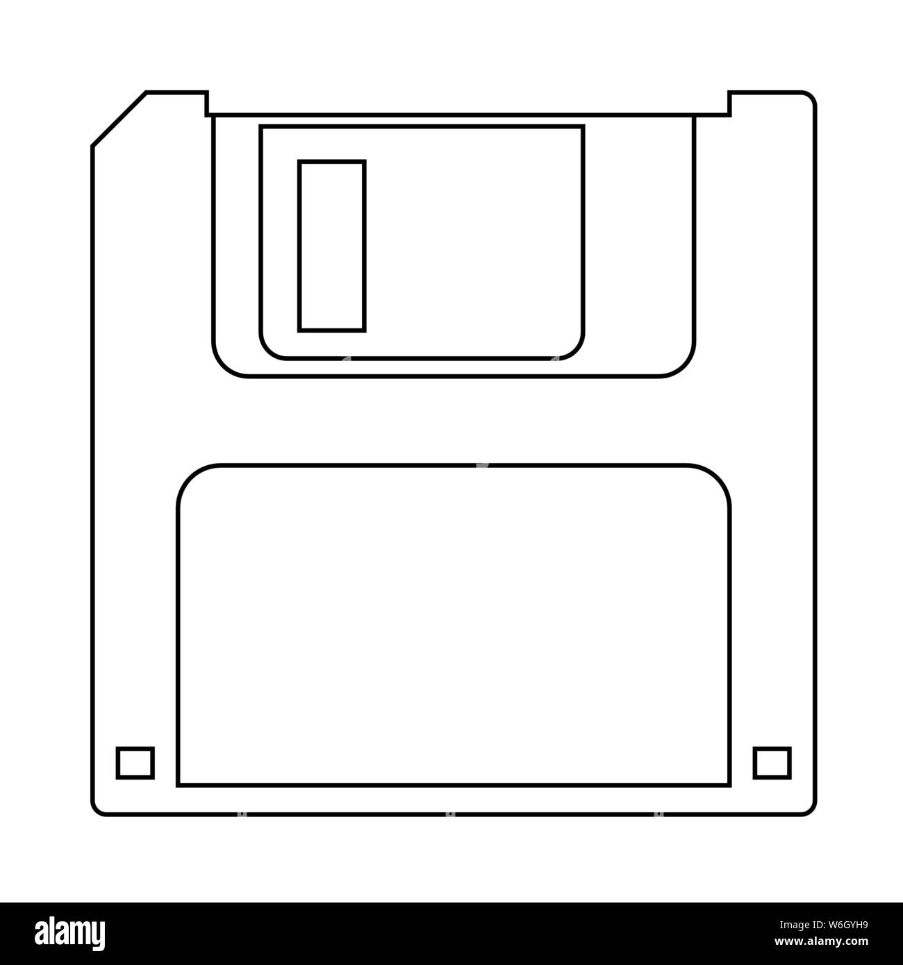 Floppy Icon. Outline Simple Design With Editable Stroke. Vector ...