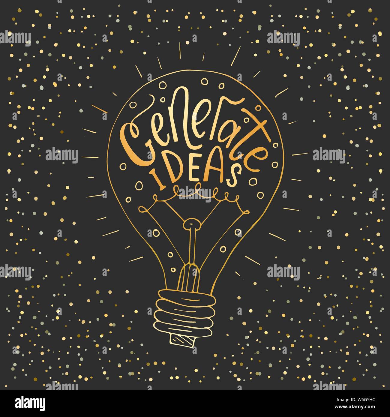 Generate ideas. Handdrawn brush lettering. Business vector llustration ...