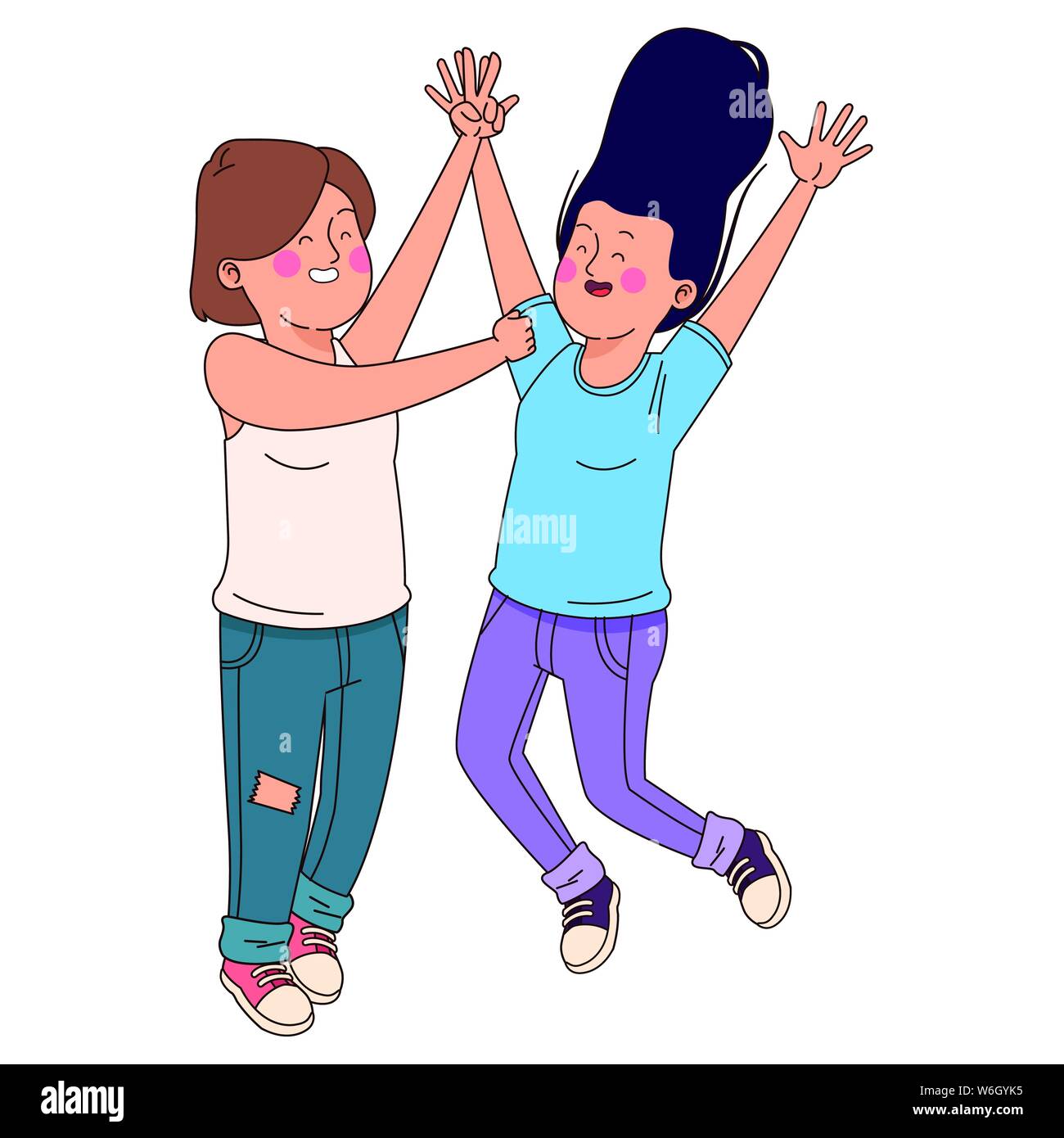 Teenagers friends smiling and having fun cartoon Stock Vector Image ...