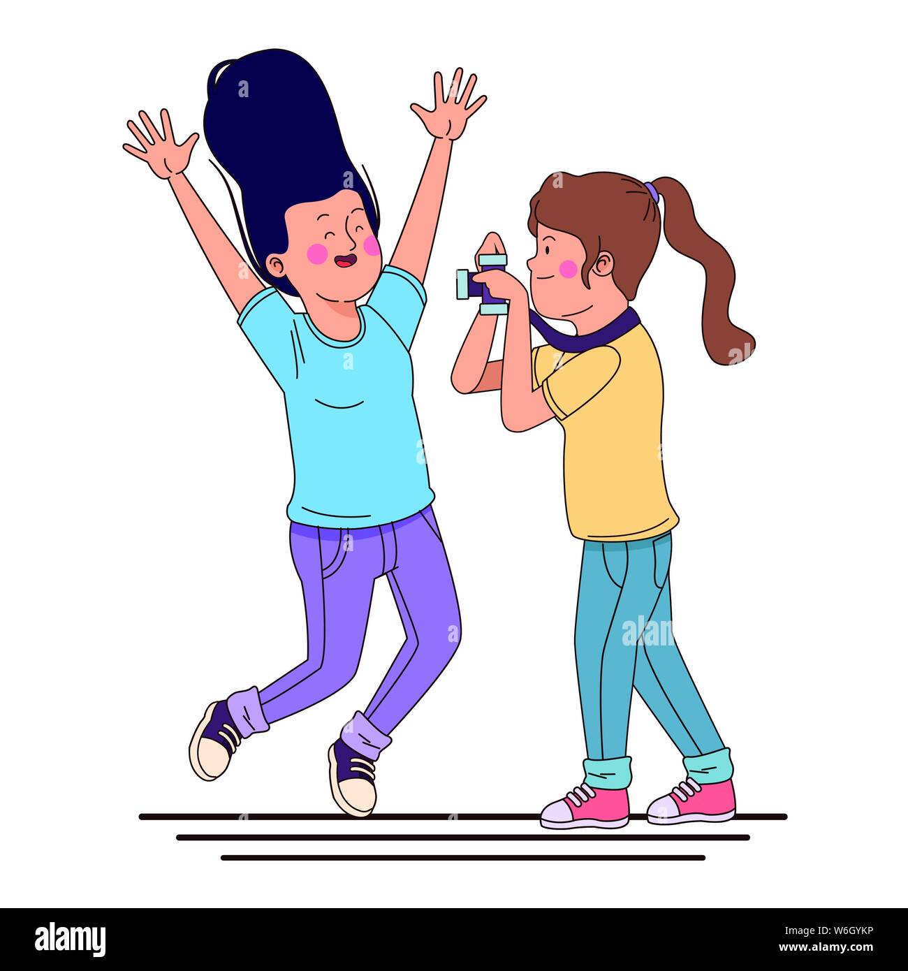 Teenagers friends smiling and having fun cartoon Stock Vector Image ...