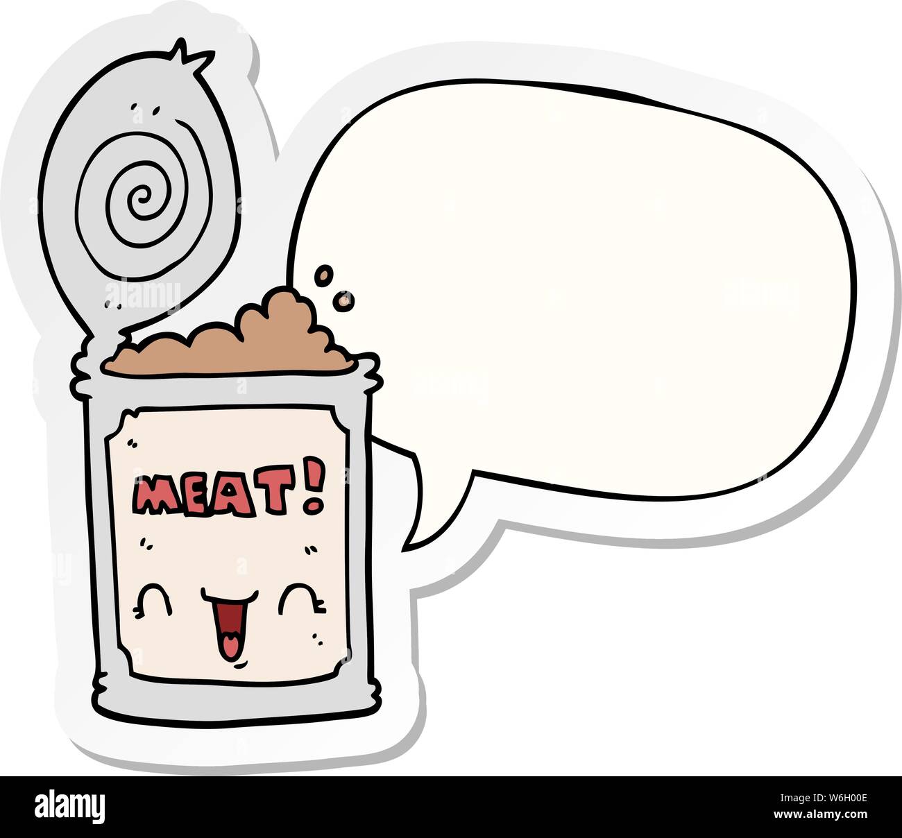 cartoon canned meat with speech bubble sticker Stock Vector Image & Art ...