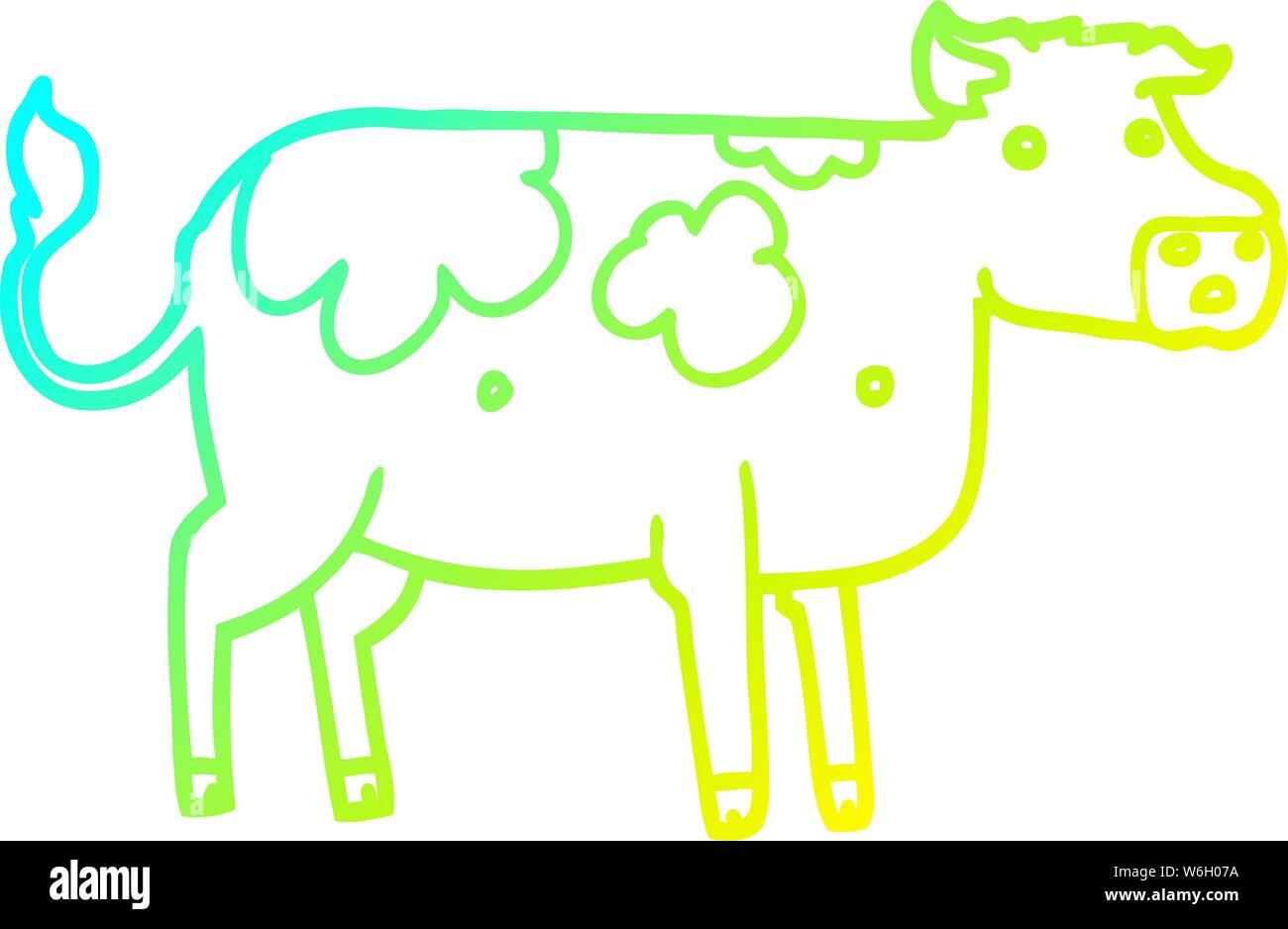 cold gradient line drawing of a cartoon cow Stock Vector Image & Art ...