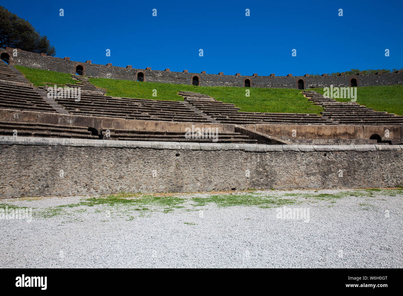 Detail of the interior of the Amphitheatre of Pompeii Stock Photo - Alamy
