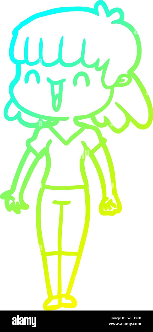 cold gradient line drawing of a cartoon woman Stock Vector Image & Art ...