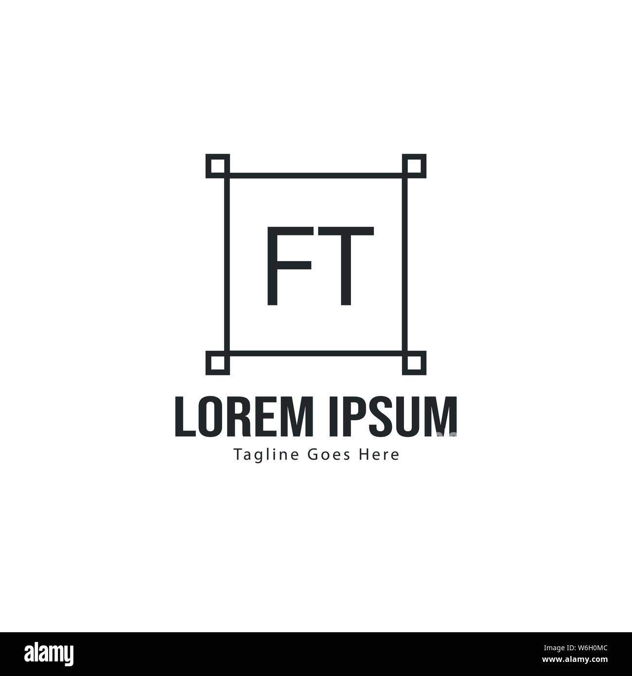 Initial FT logo template with modern frame. Minimalist FT letter logo ...