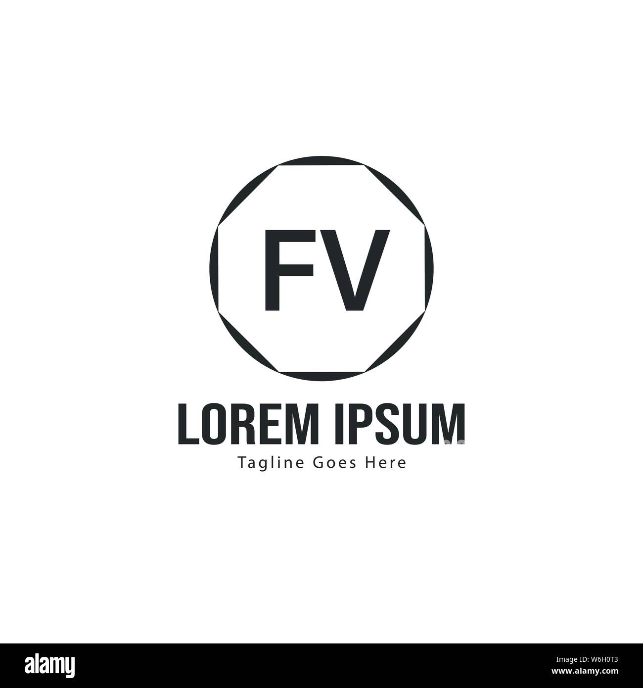 Initial FV logo template with modern frame. Minimalist FV letter logo ...