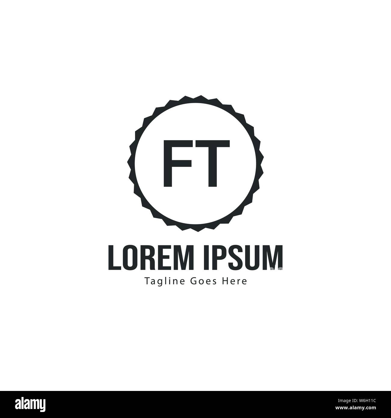 Initial FT logo template with modern frame. Minimalist FT letter logo ...