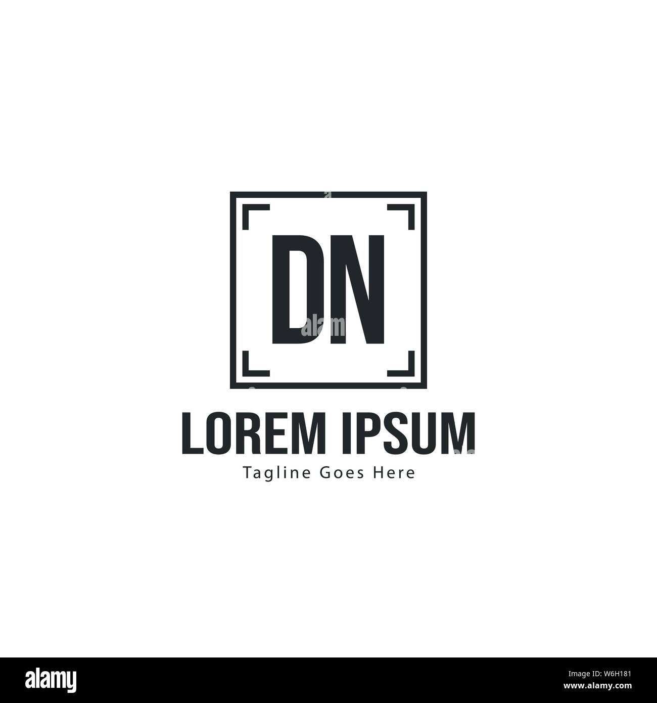 Initial DN logo template with modern frame. Minimalist DN letter logo ...