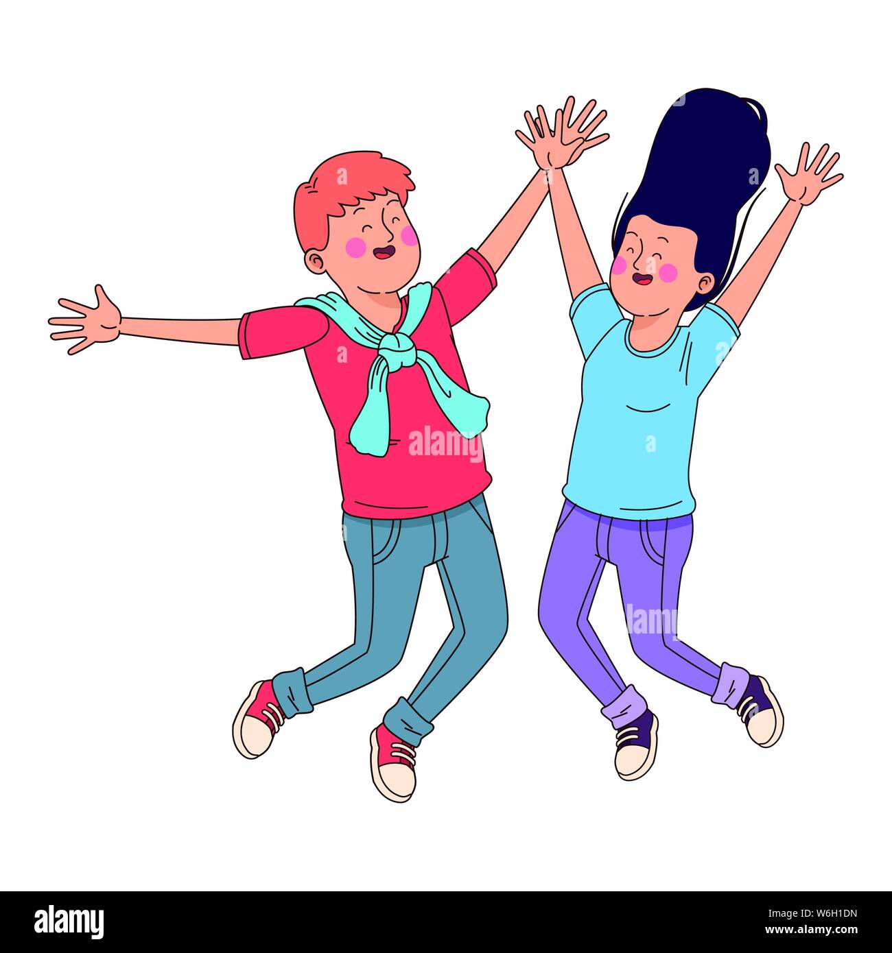 Teenagers friends smiling and having fun cartoon Stock Vector Image ...