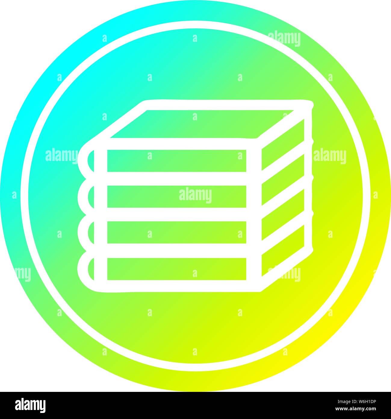 stack of books circular icon with cool gradient finish Stock Vector ...