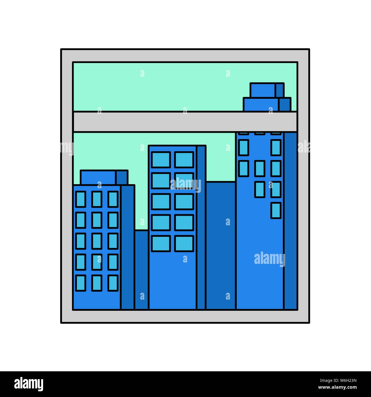 window with cityscape view scene Stock Vector Image & Art - Alamy