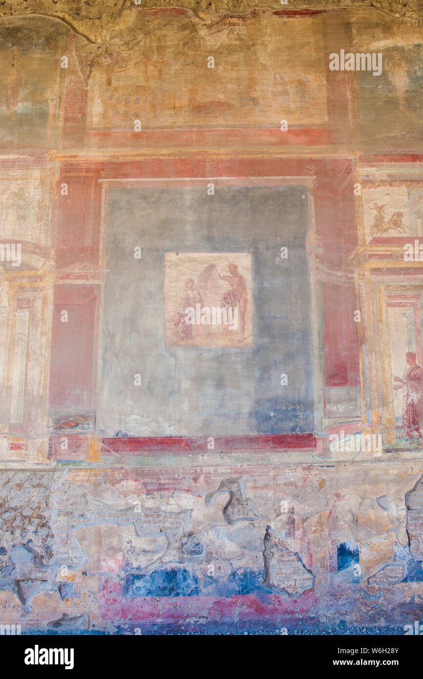 Ancient paintings decorationg the walls of the city of Pompeii Stock ...
