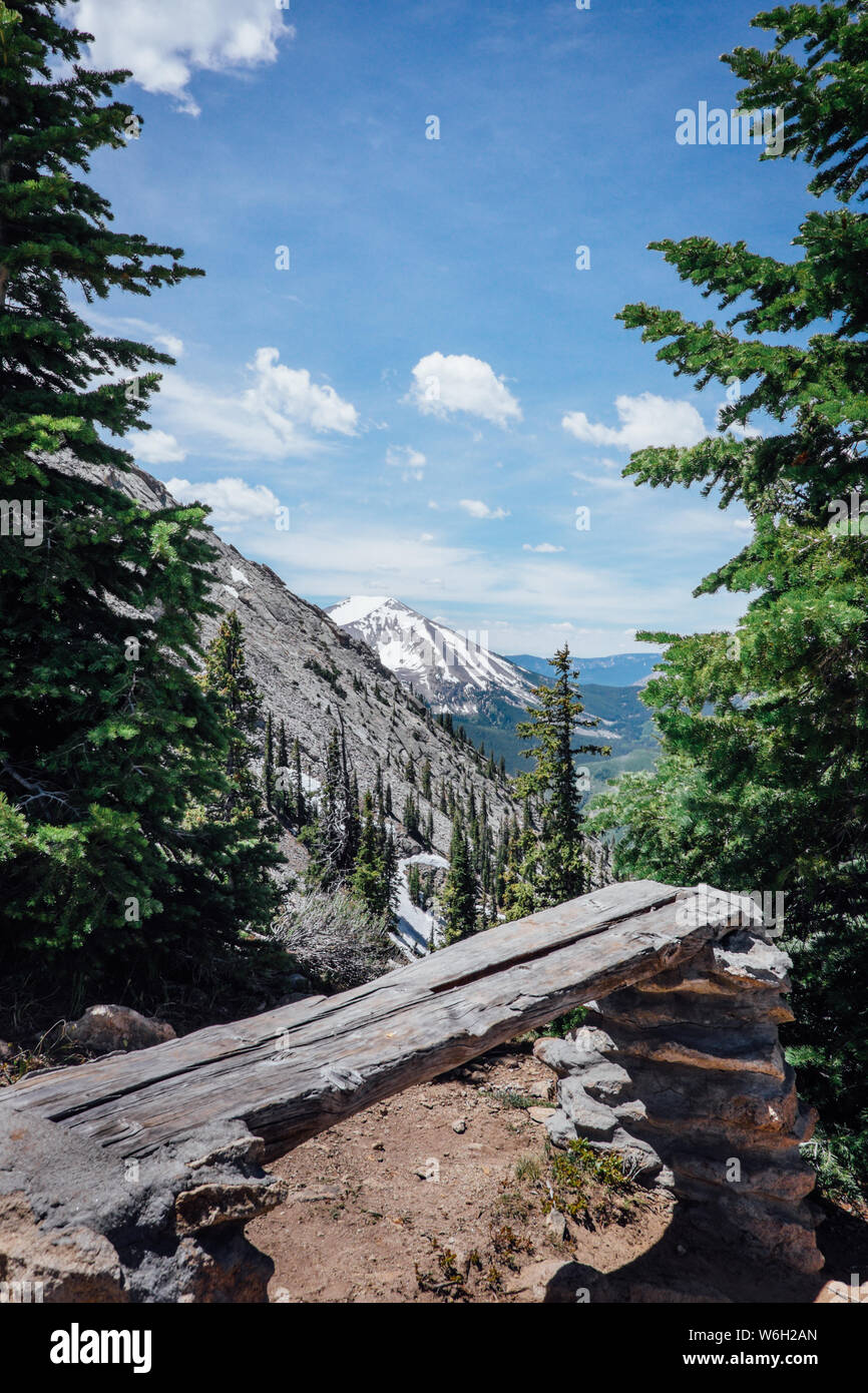 Crested Butte Mountain top view with a bench Stock Photo - Alamy