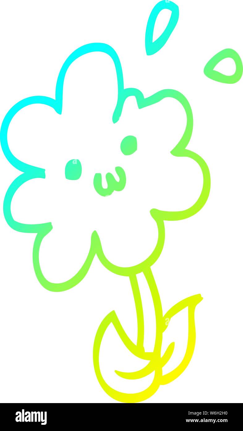 cold gradient line drawing of a cartoon flower Stock Vector Image & Art ...