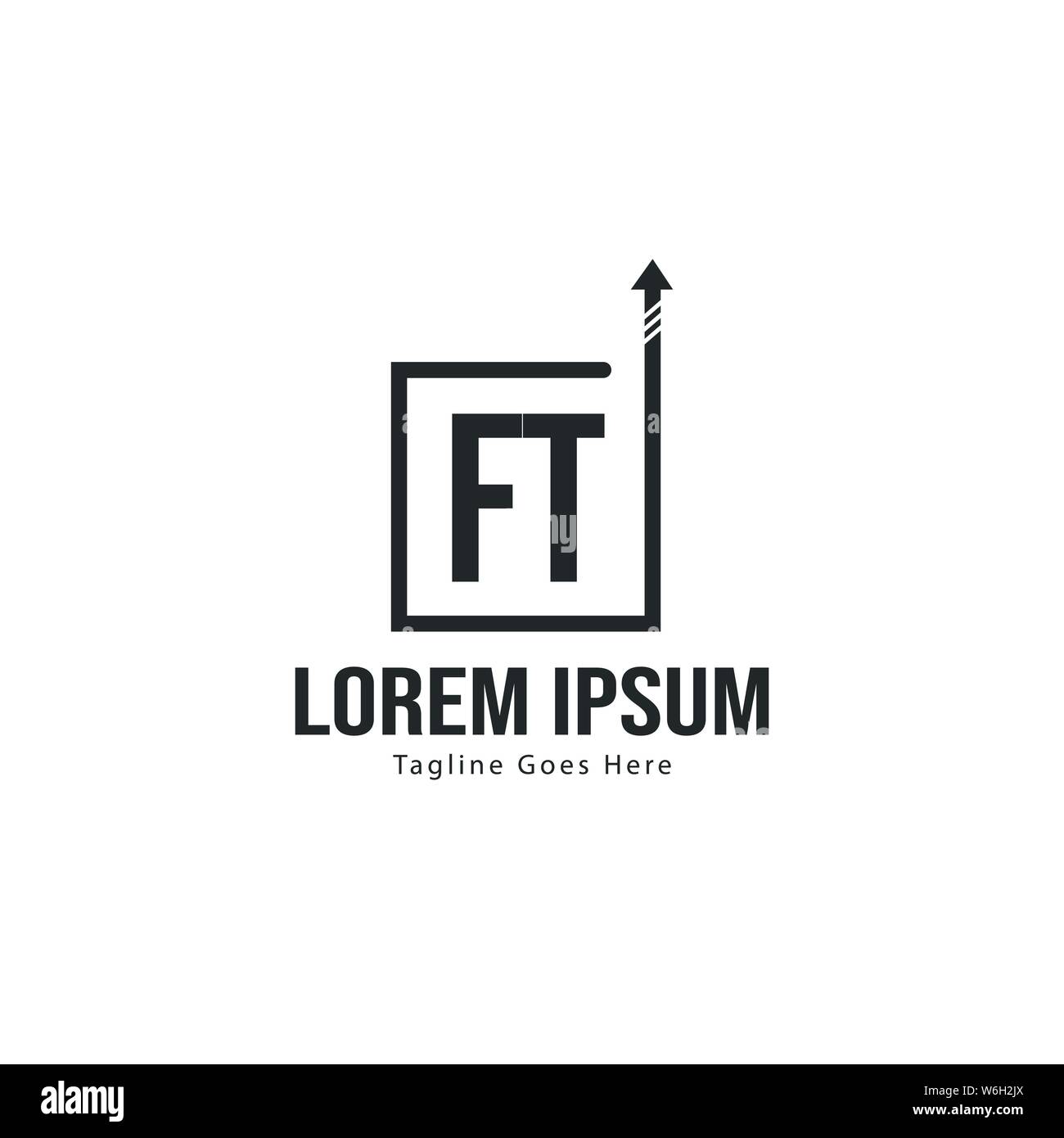 Initial FT logo template with modern frame. Minimalist FT letter logo ...