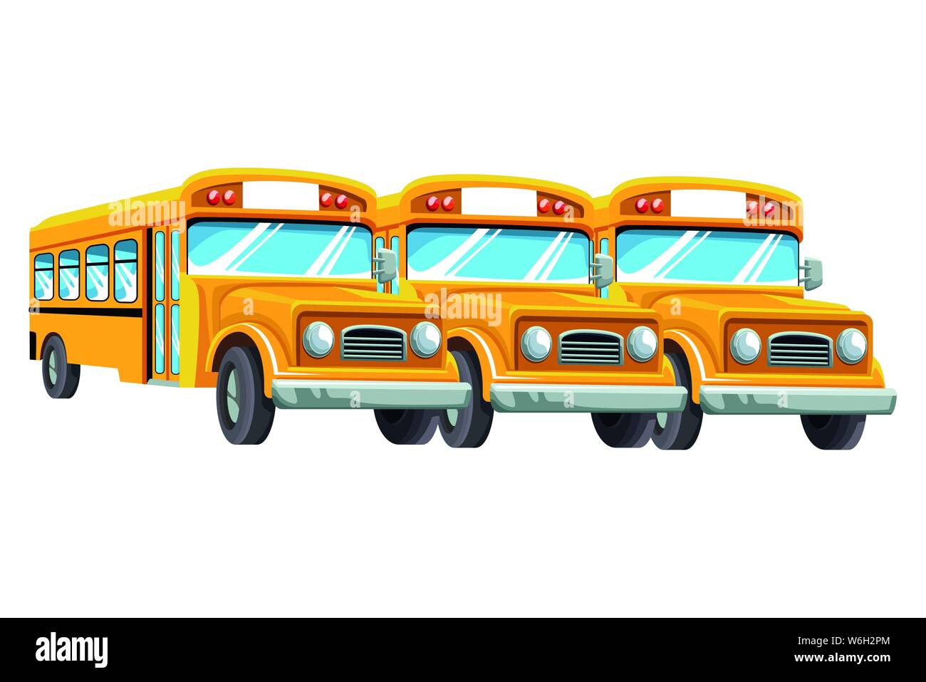 School buses parked frontview isolated cartoon Stock Vector Image & Art ...