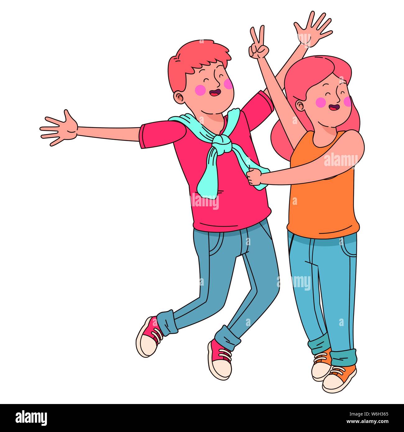 Teenagers friends smiling and having fun cartoon Stock Vector Image ...