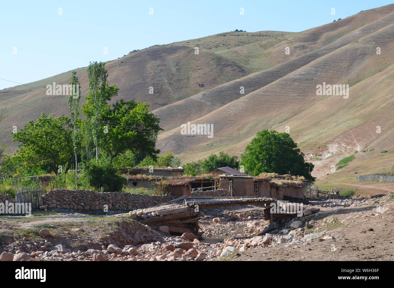 A remote village in the Hissar mountains, Pamir-Alay range ...