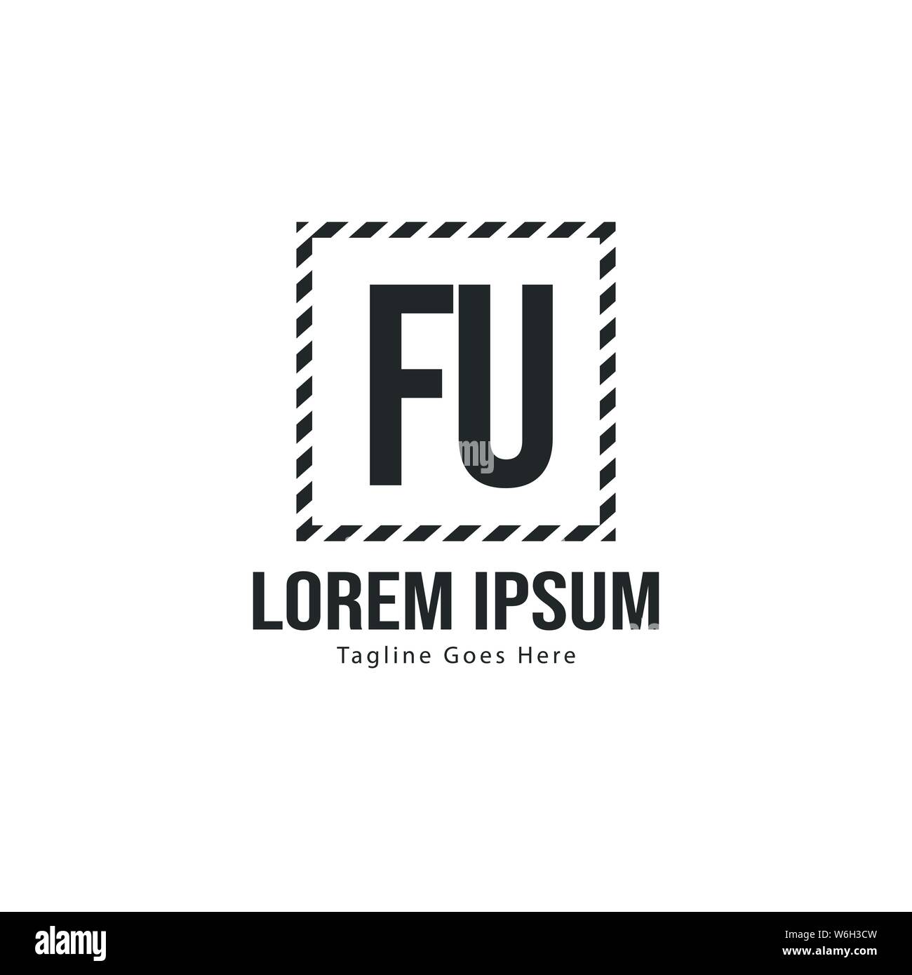 Initial FU logo template with modern frame. Minimalist FU letter logo ...