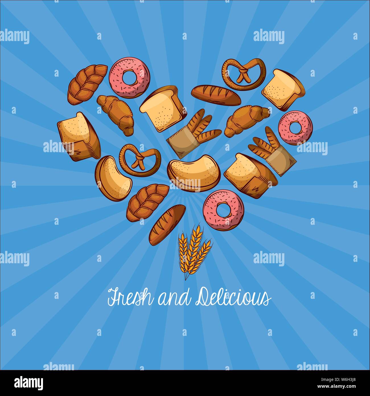 Heart of bread types of bakery vector design Stock Vector Image & Art ...