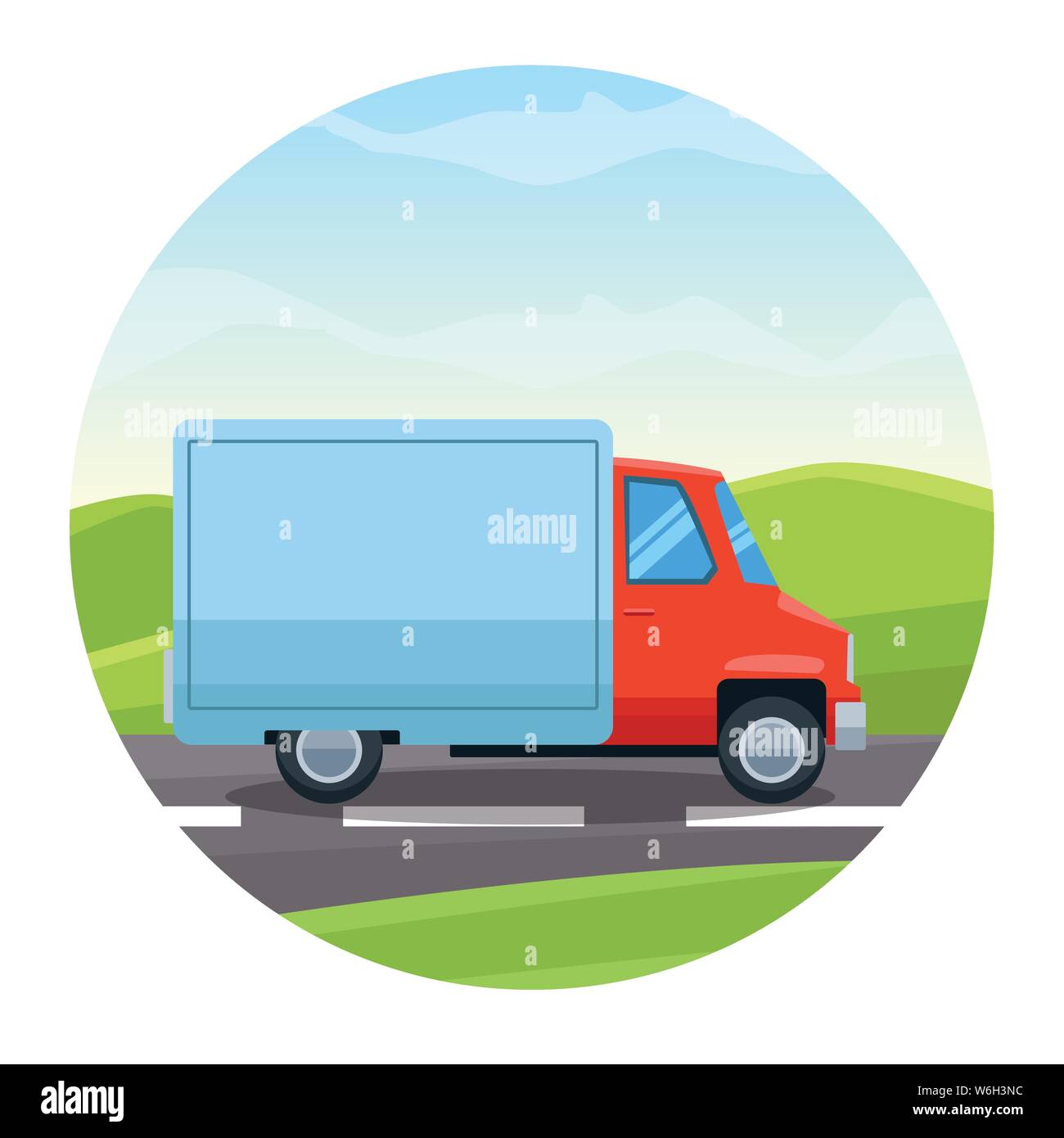 Cargo truck riding on the highway cartoon Stock Vector Image & Art - Alamy
